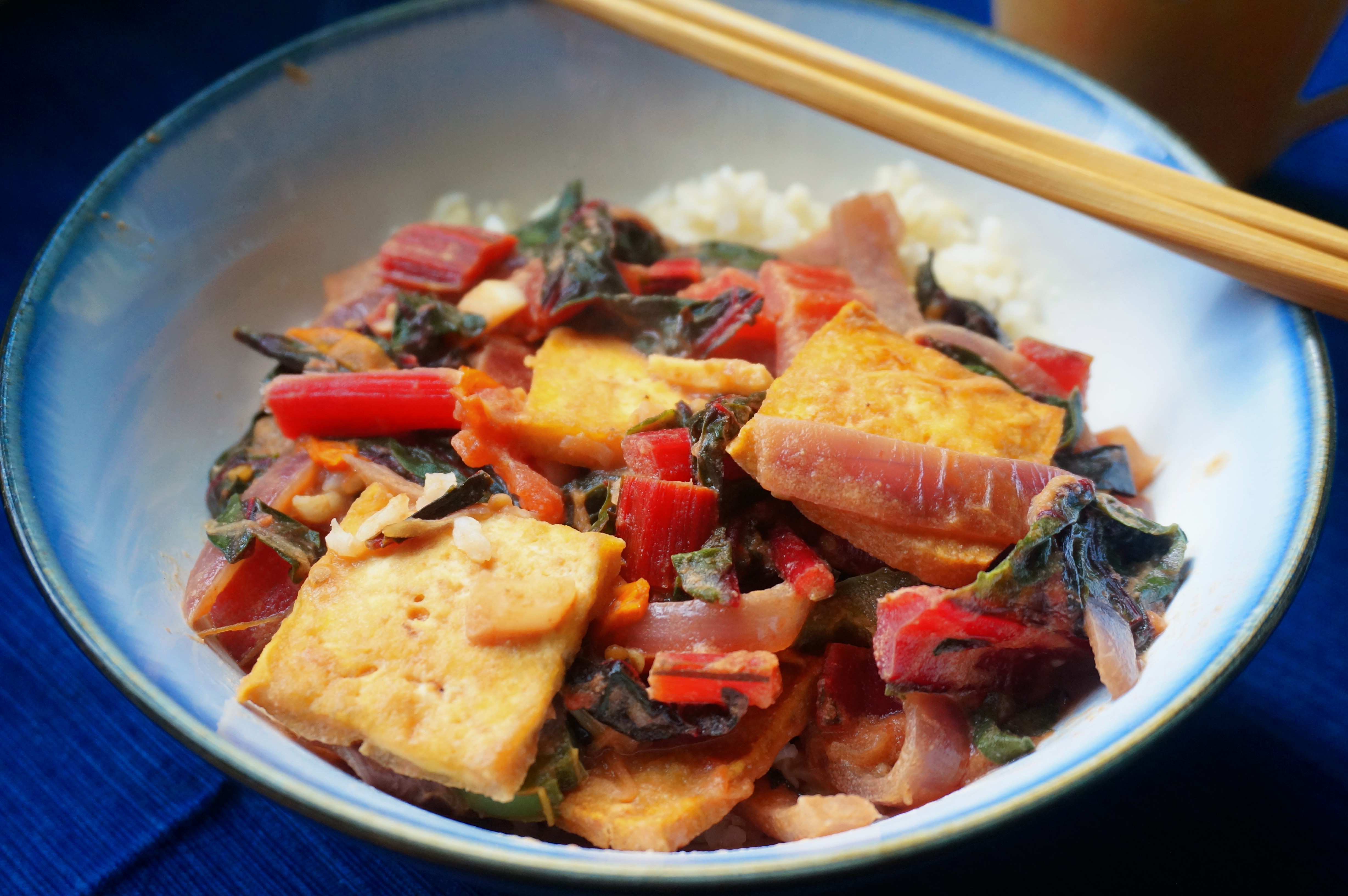 Nutty, spicy golden tofu and swiss chard | Optional Kitchen