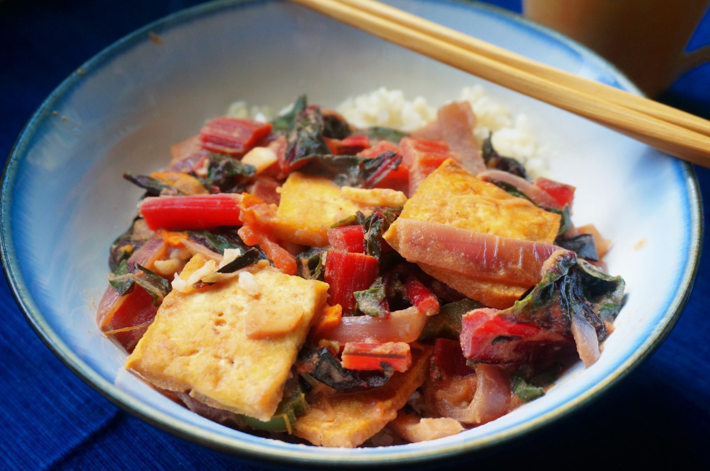 Nutty, spicy golden tofu and swiss chard | Optional Kitchen